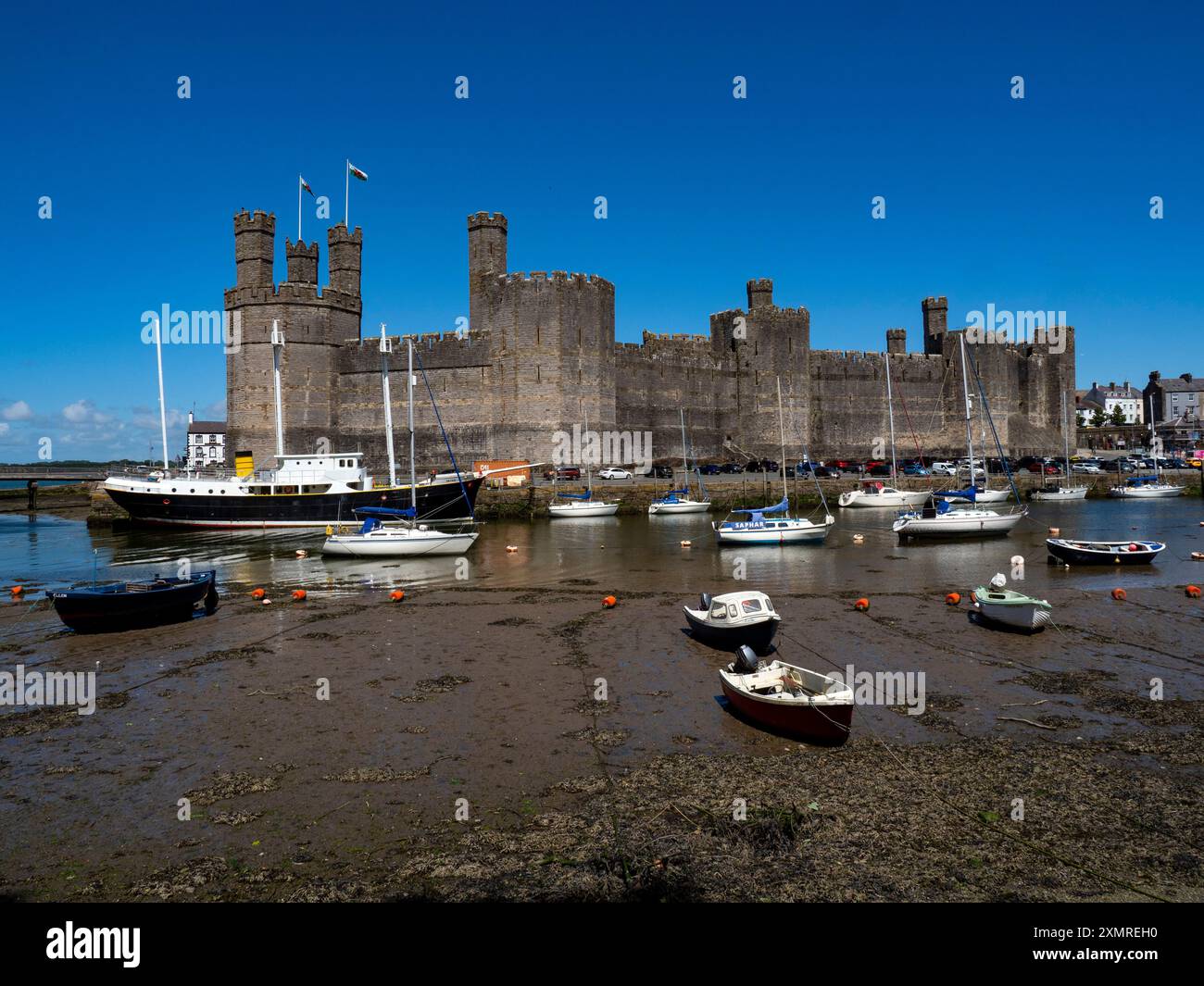Caernarfon Castle, a medieval fortress in Gwynedd, north-west Wales ...
