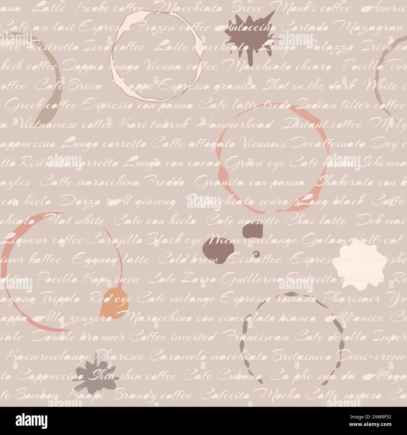Grunge seamless pattern with coffee types text Stock Vector Image & Art ...