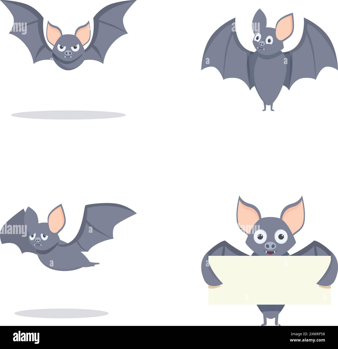 Collection of cute cartoon bat characters in various playful and ...