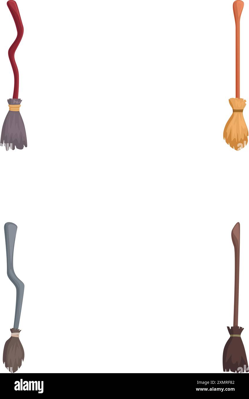 Collection of four different cartoonstyle witch's broomsticks isolated ... Collection of four different cartoonstyle witch's broomsticks isolated ...