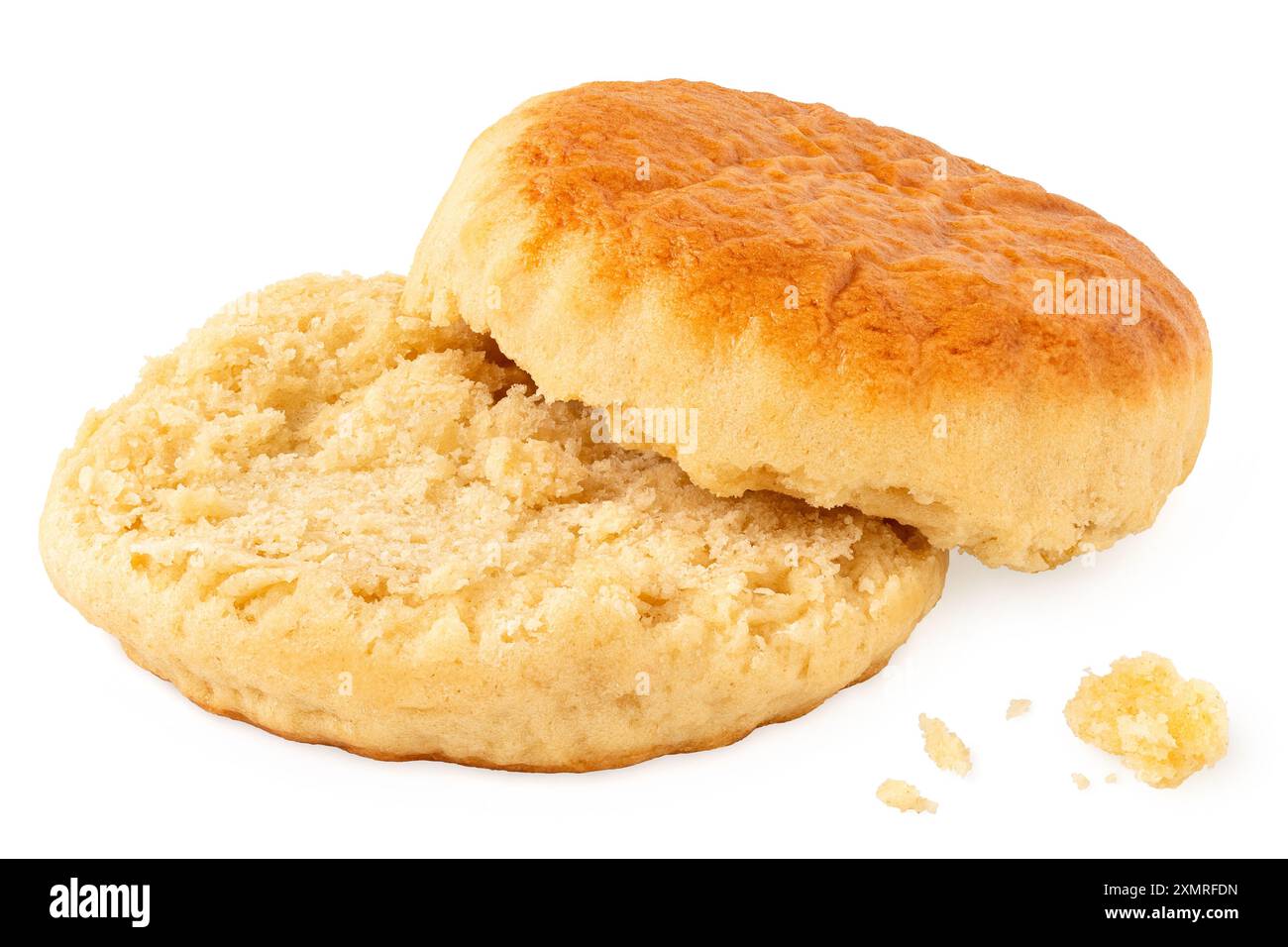 Plain scone cut in half isolated on white Stock Photo - Alamy