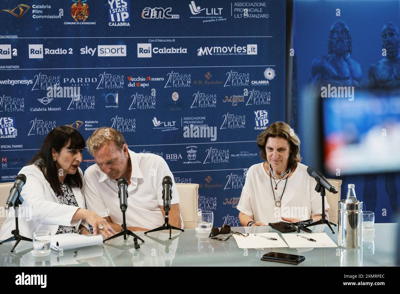 Catanzaro, Italy. 29th July, 2024. Journalist Silvia Bizio (R) seen ...