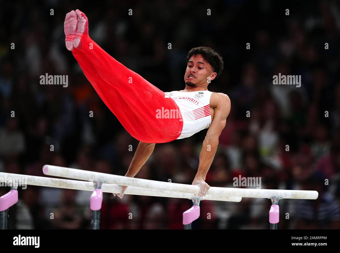 Great Britain's Jake Jarman performs on the Parallel Bars during the ...