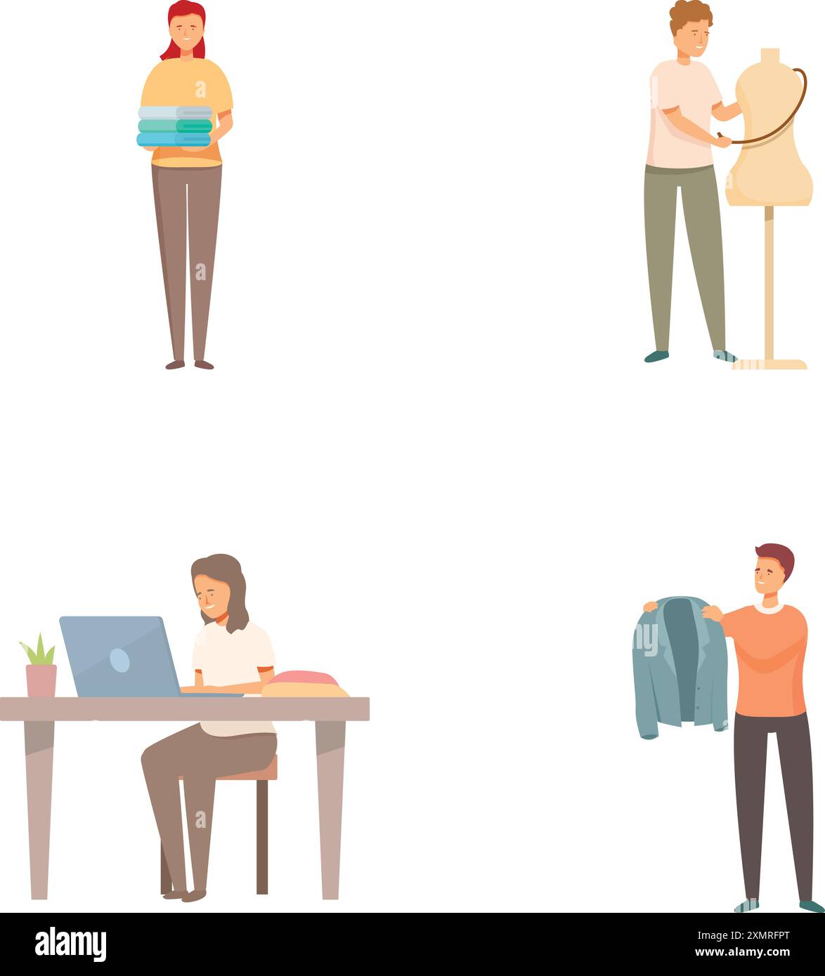 Collection of illustrations featuring individuals performing various ...