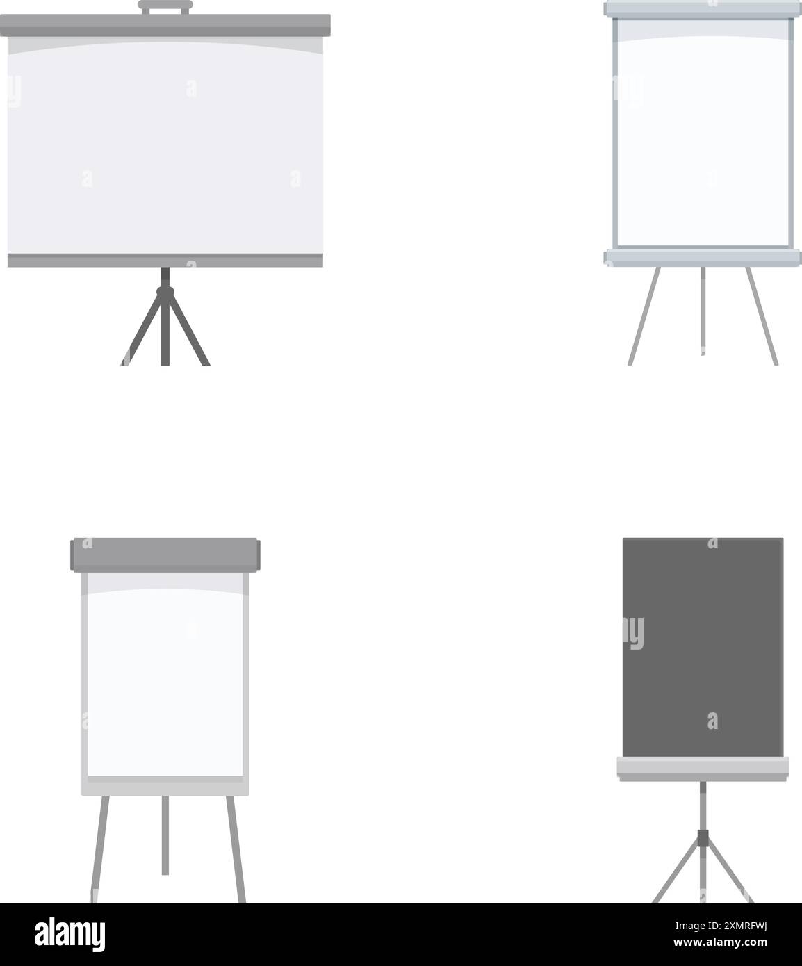 Set of four different blank presentation boards on stands hi-res stock ...