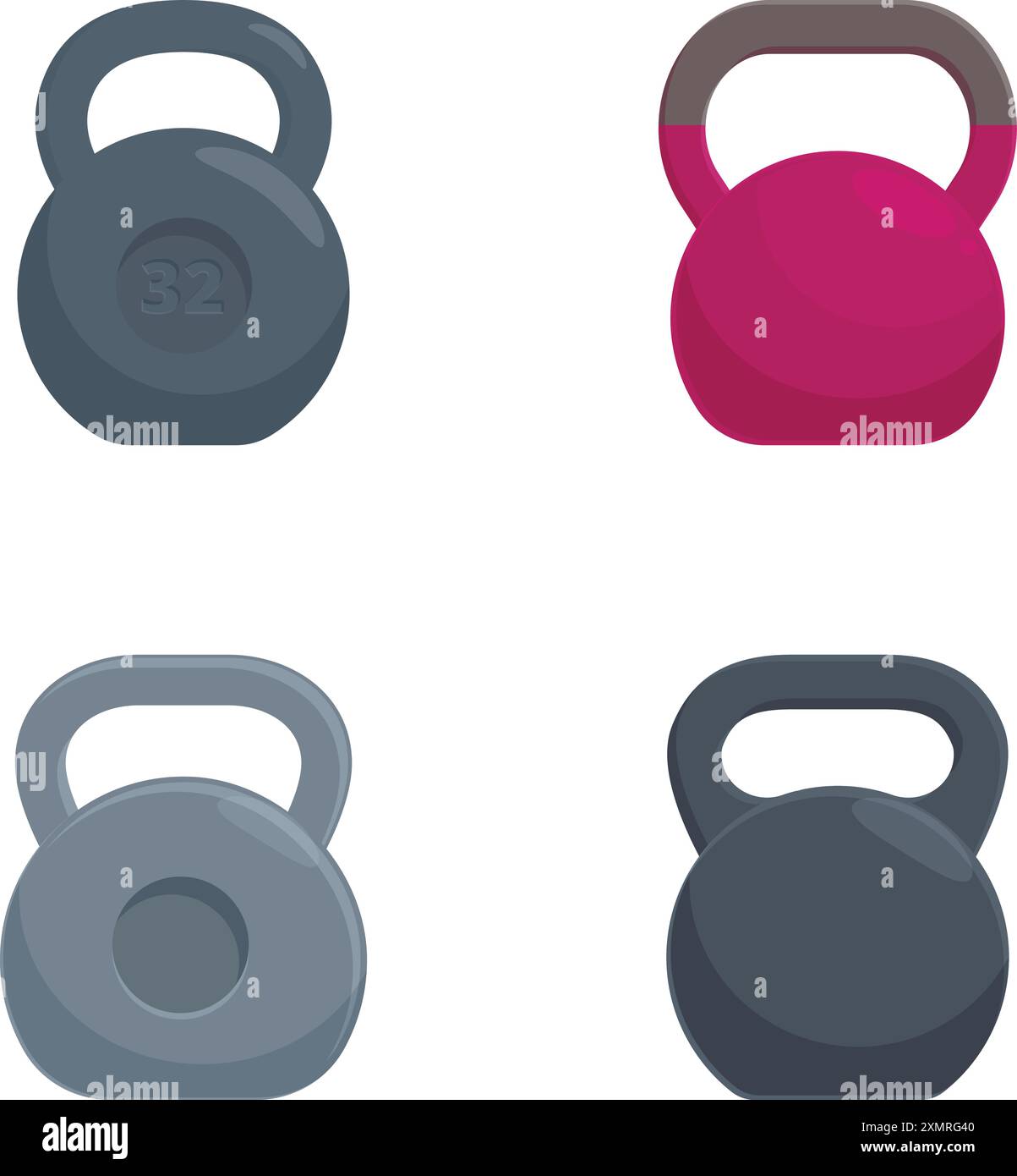Vector illustration of four kettlebells in different colors suitable ...