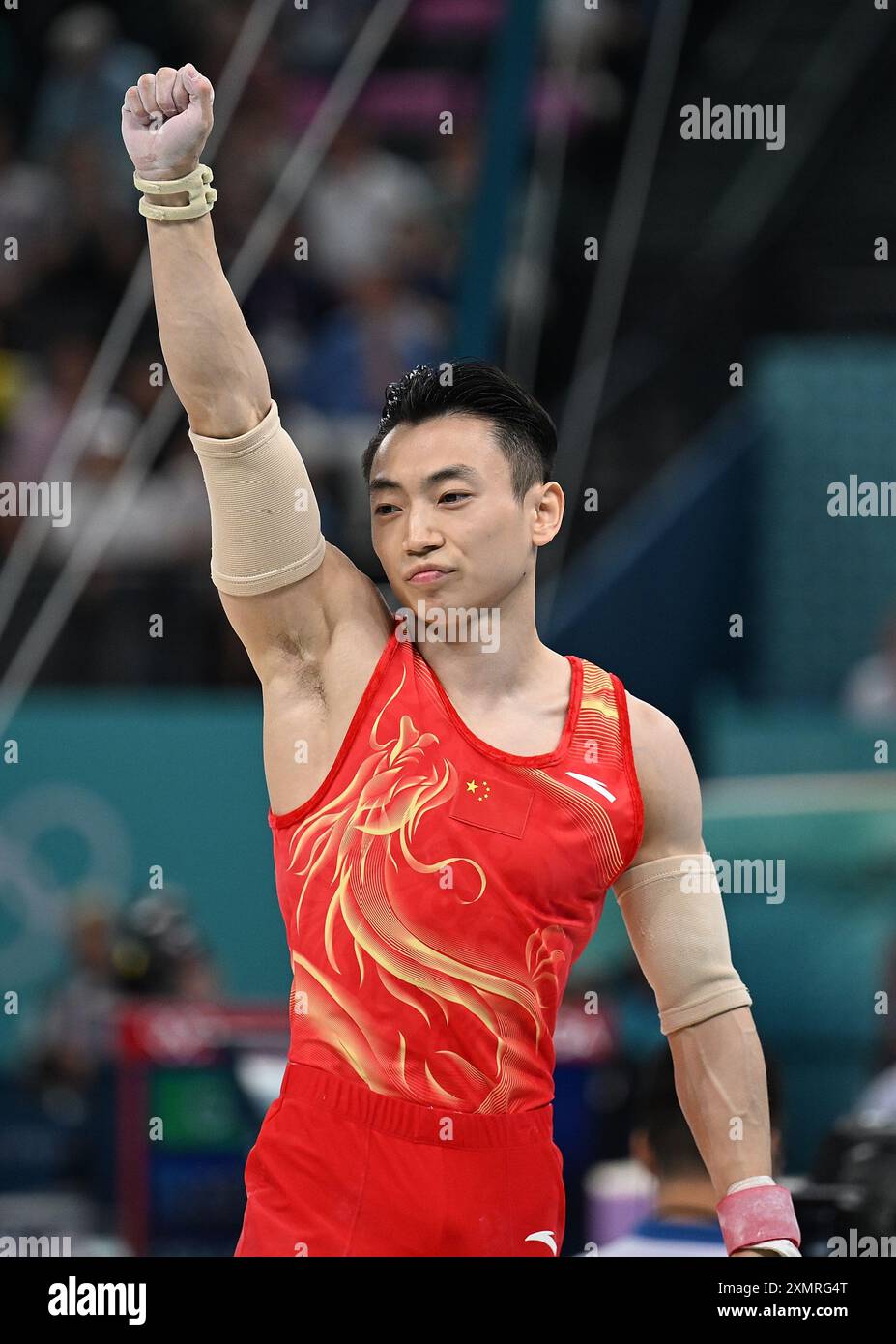 Paris, France. 29th July, 2024. Zou Jingyuan of team China reacts ...