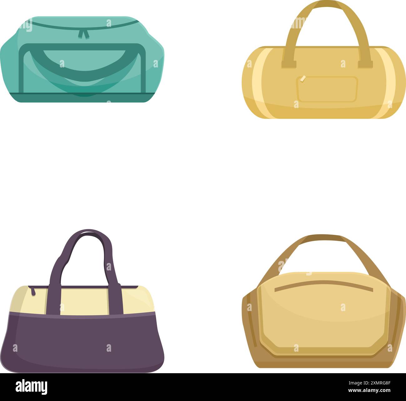 Set of four different types of trendy handbags in a minimalist vector ...
