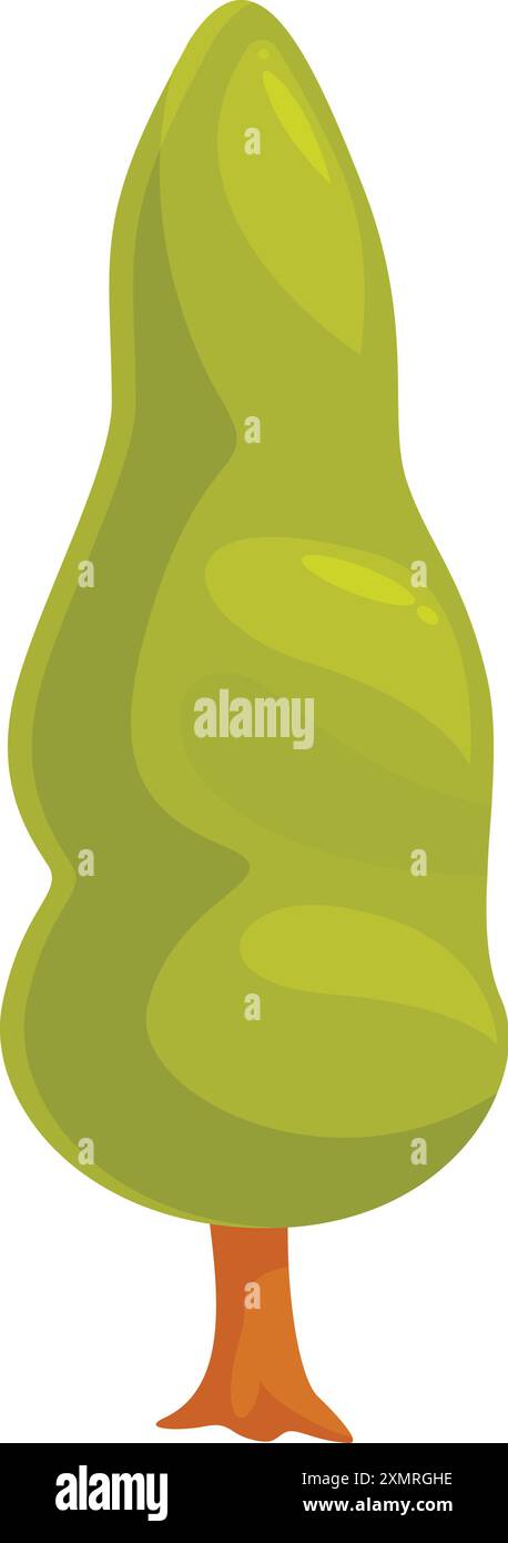 Cartoon green tree standing alone with rounded crown, isolated on white ...