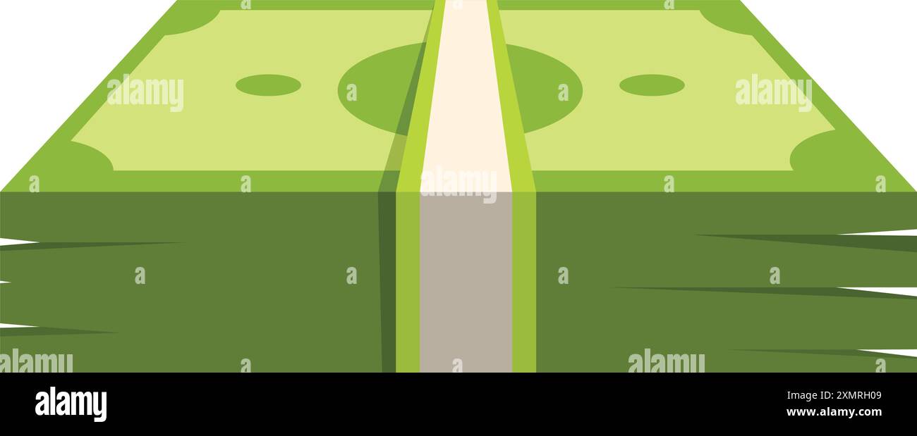 Very large stack of cash is bundled and strapped sitting on a white ...