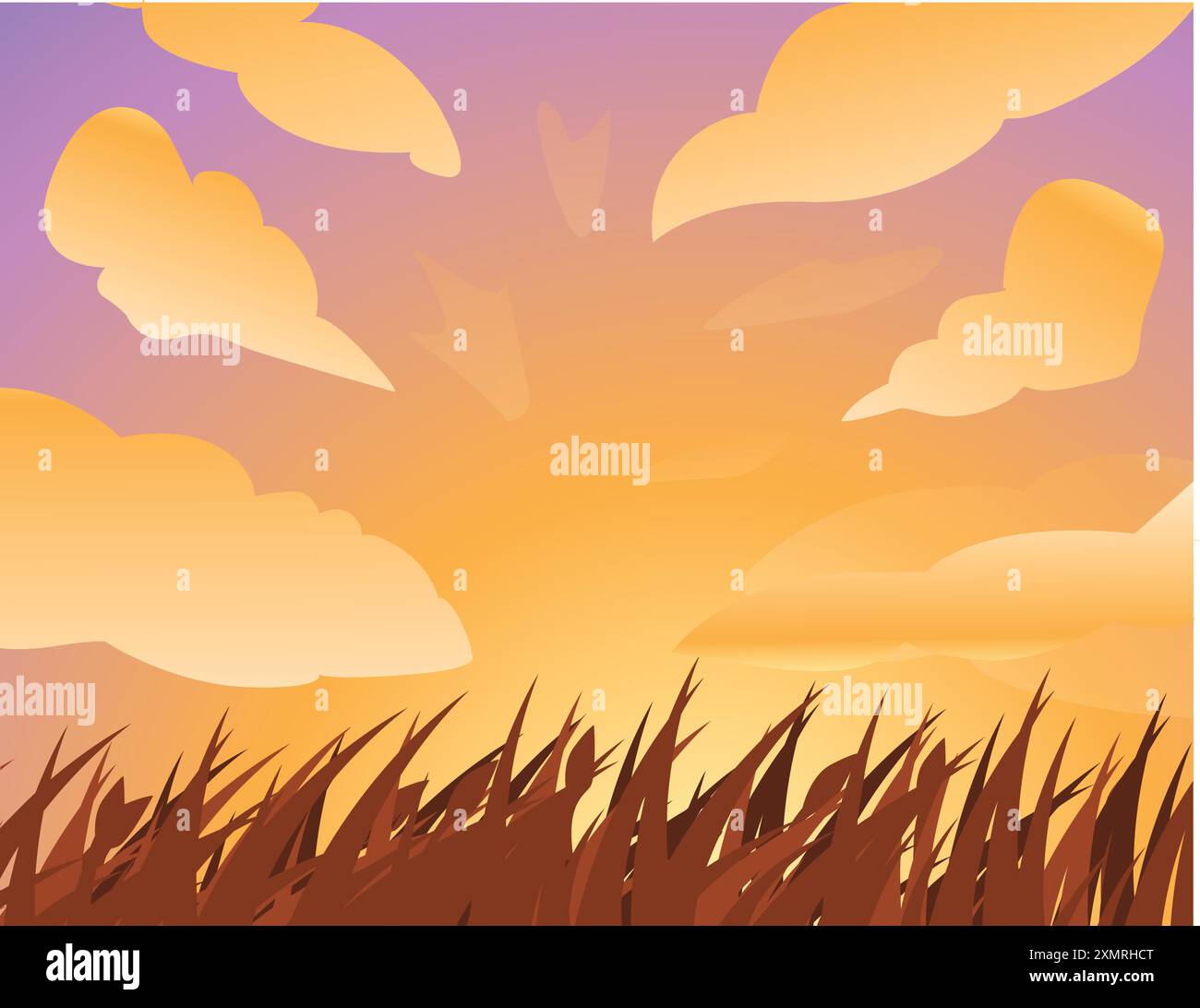 Beautiful sunset over field Stock Vector Images - Alamy