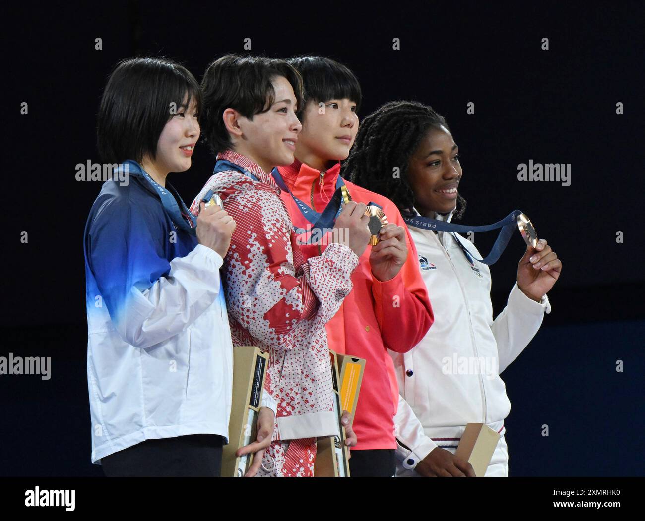 (L to R) South Korea's HUH Mimi, silver, DEGUCHI Christa, gold, Japan's ...