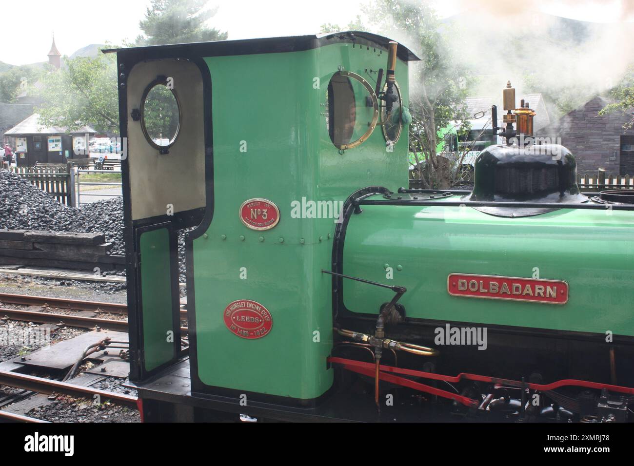 The green locomotive Dolbadarn at the platform of the Llanberis Lake ...