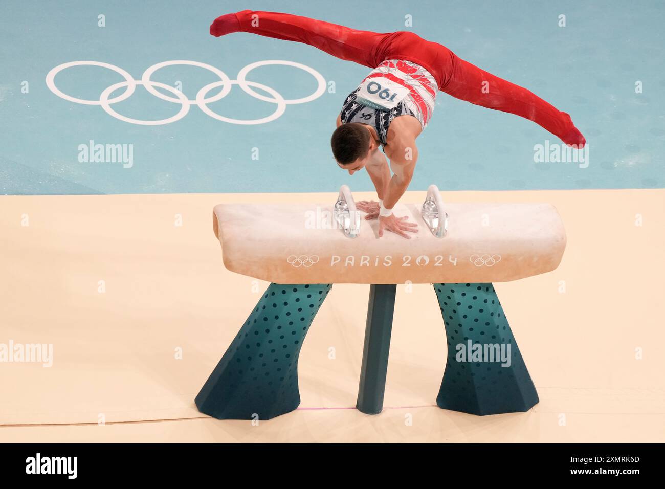 Paul Juda of the United States performs on the pommel horse during the ...
