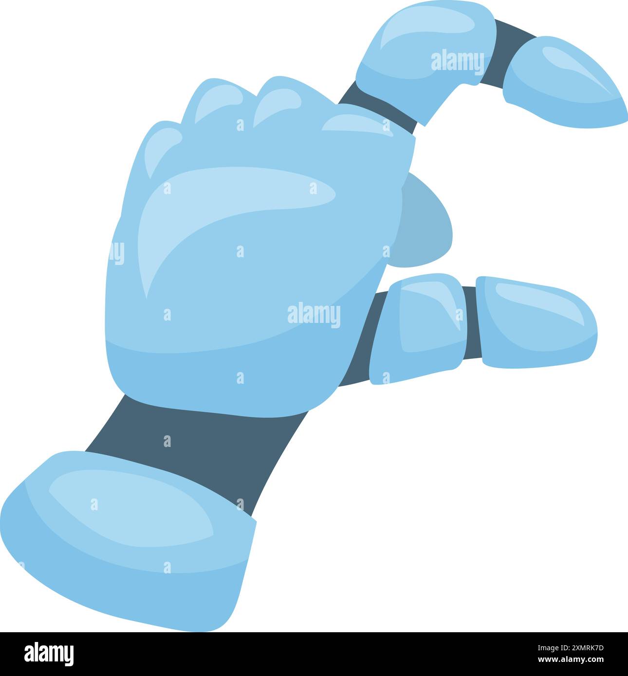 Cartoon style illustration of a blue robot hand making a picking ...
