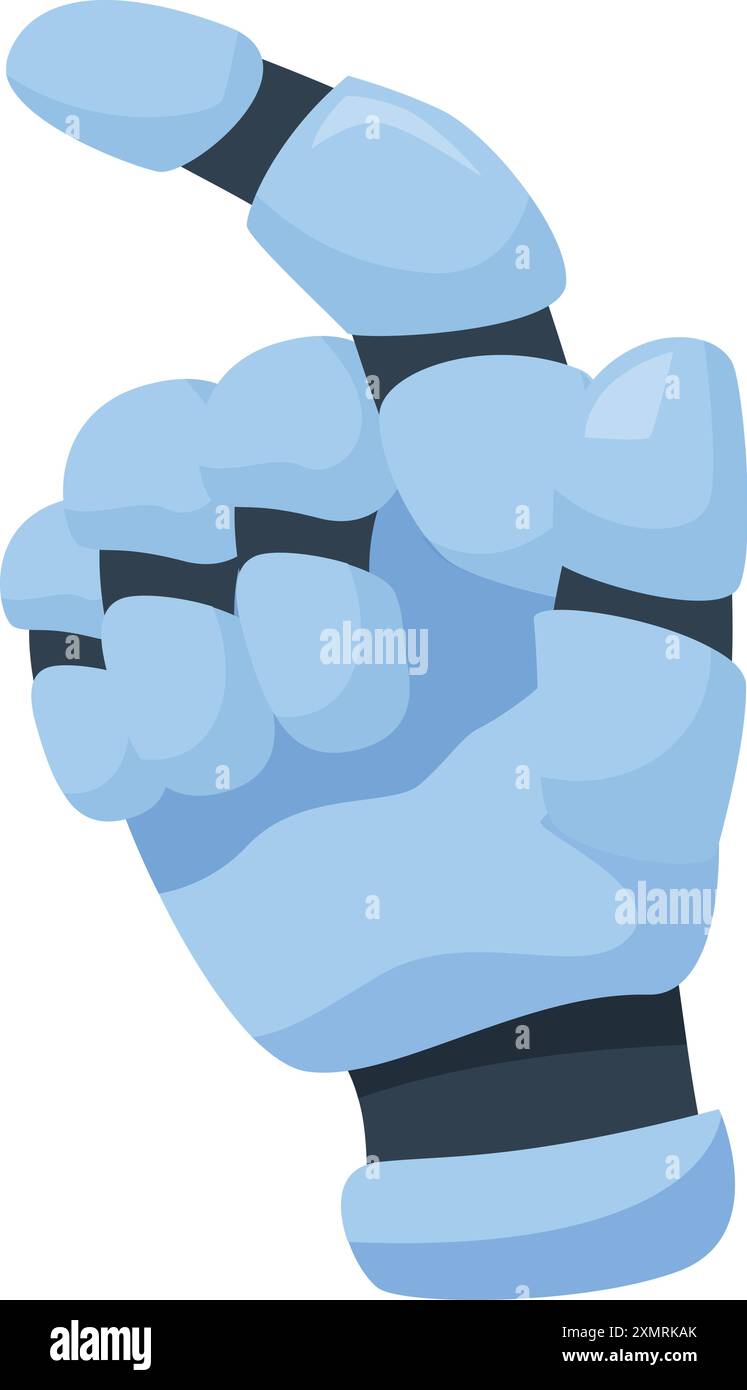 Blue robotic hand pointing with index finger, futuristic cyborg arm ...