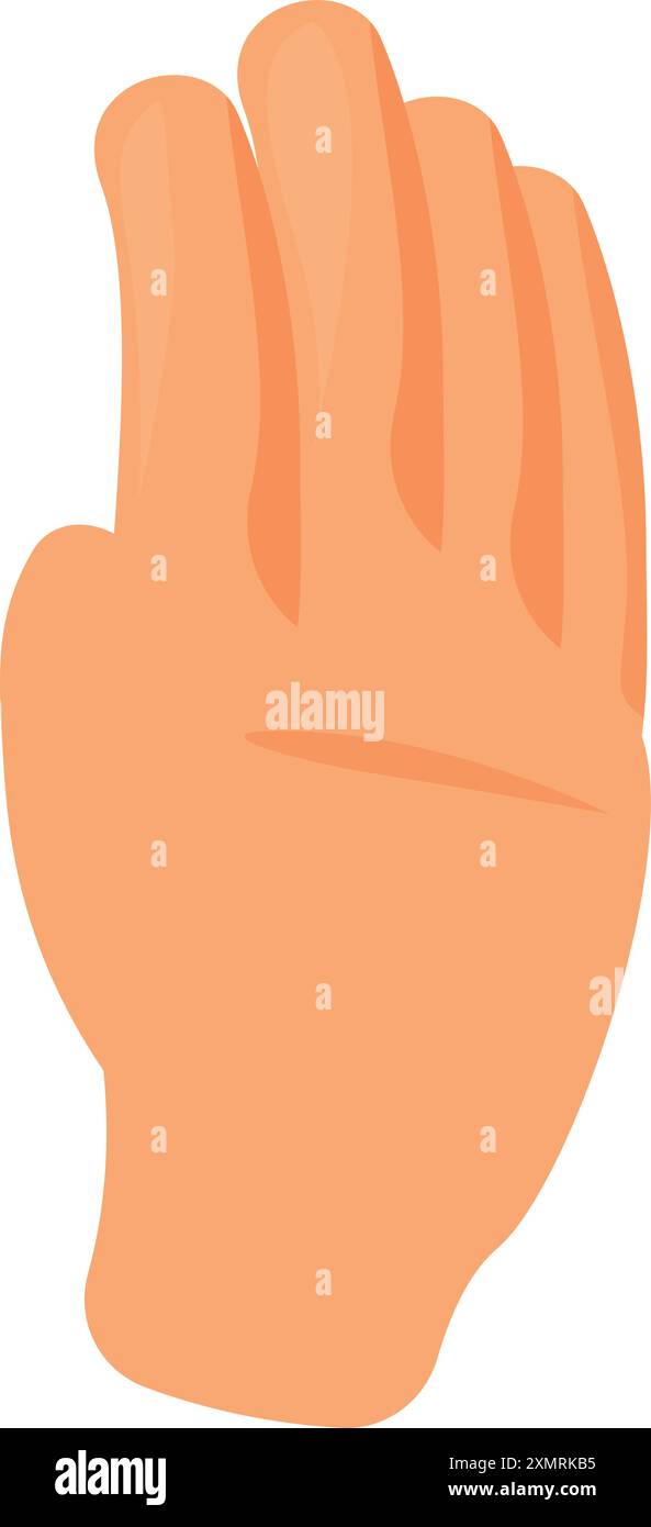 Cartoon hand showing four fingers gesture on white background Stock ...
