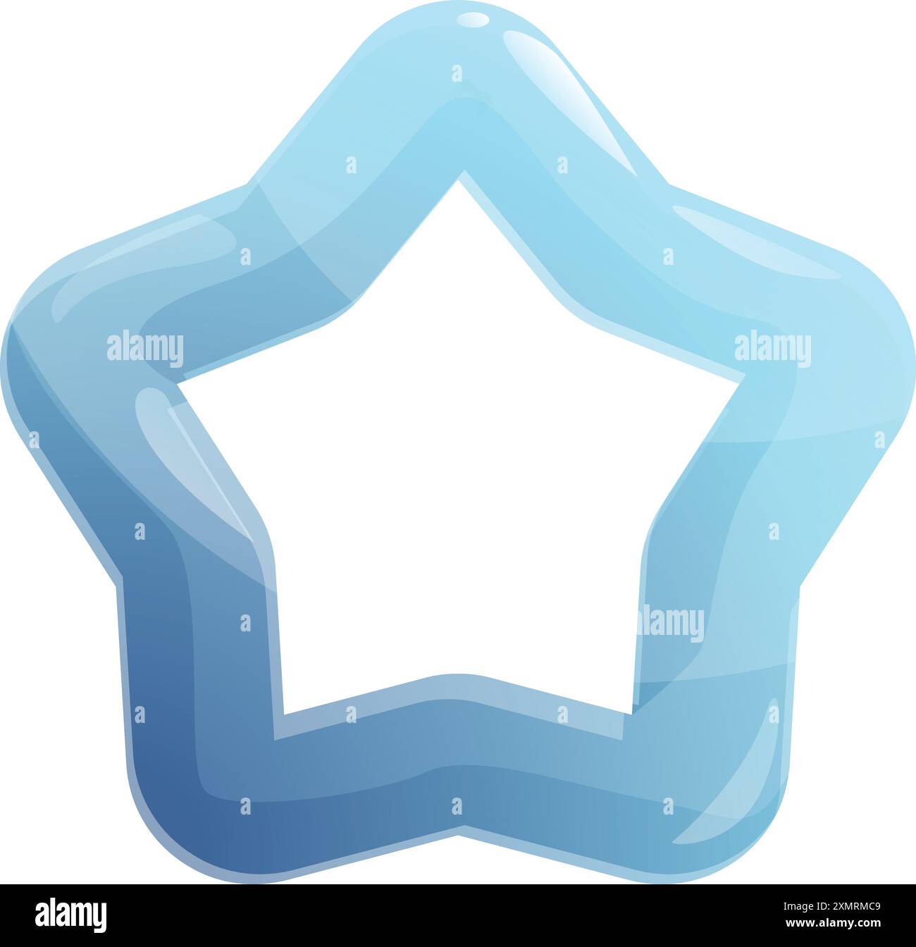 Blue star shape shining with glossy surface, isolated over white ...