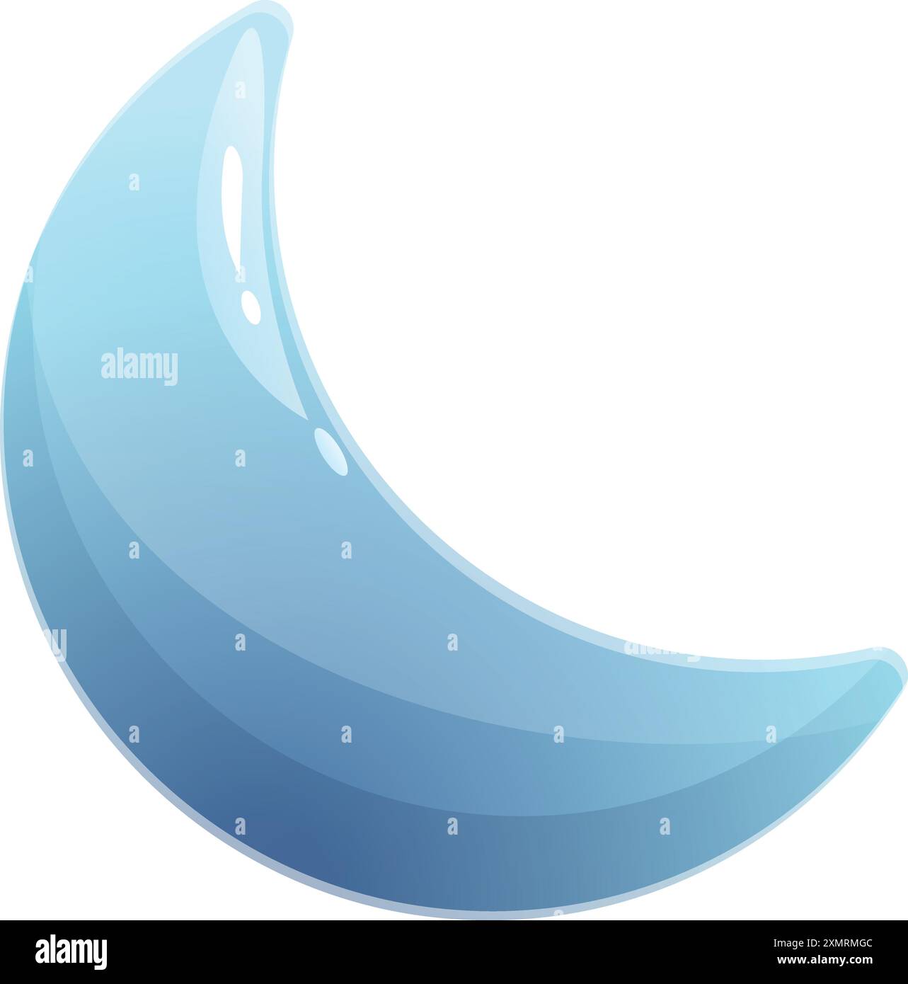 Cartoon style crescent moon shining with a glossy blue surface Stock ...