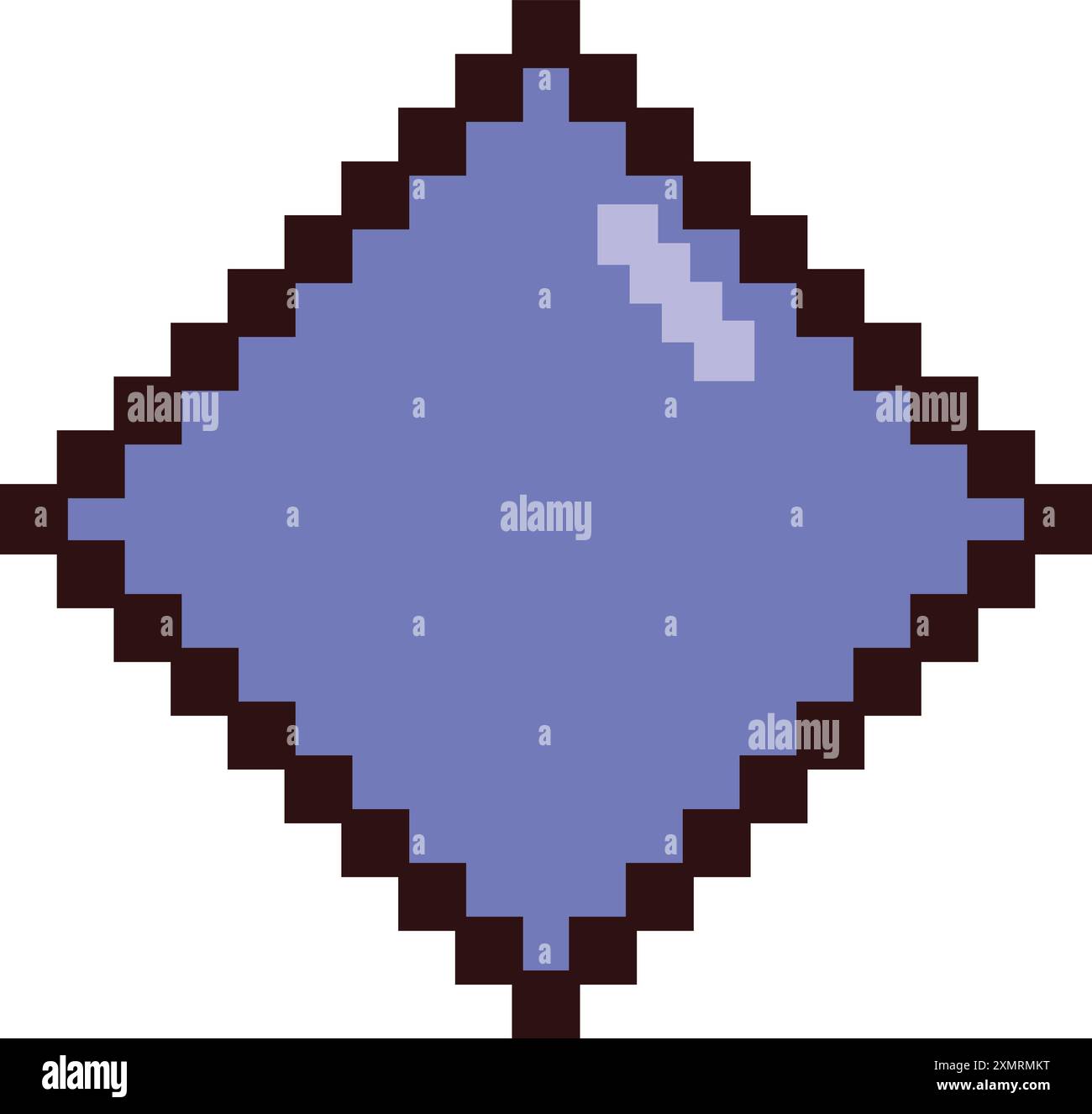 Simple blue pixel art diamond shape with a highlight, shining bright ...