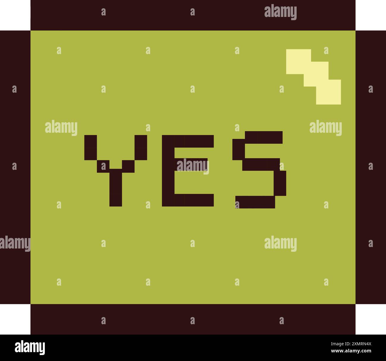 Pixel art illustration showing the word yes on a green digital screen ...