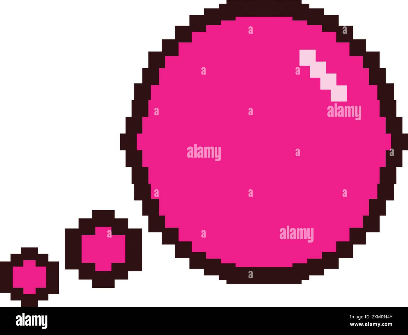 Pink pixel art bubble floating with two smaller bubbles on white background Stock Vector Image ...