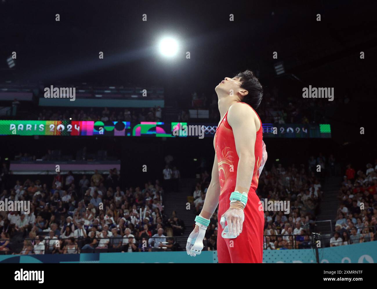 Paris, France. 29th July, 2024. Su Weide of team China reacts during ...