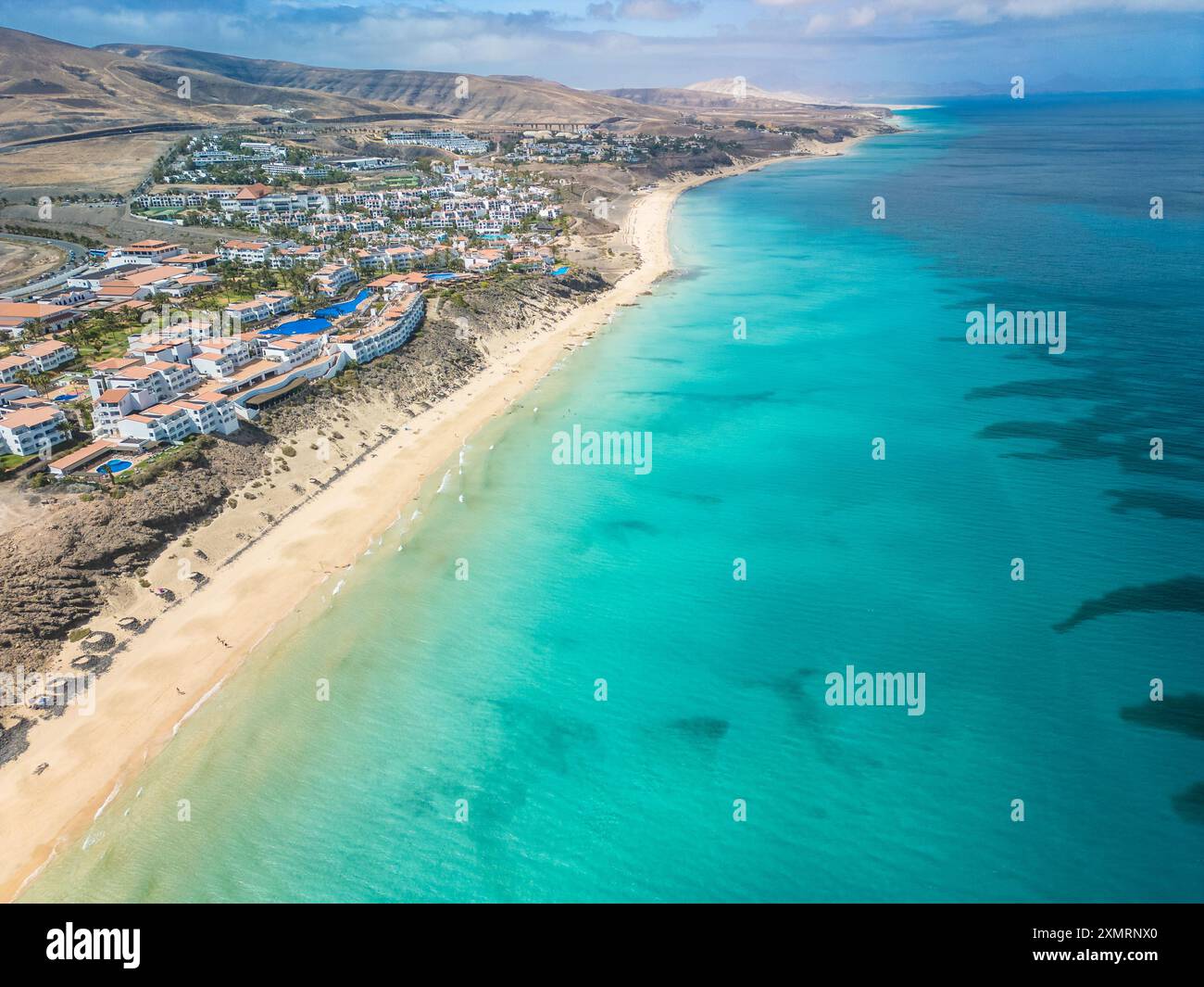 Aerial views of Butihondo and Jandia beach, Fuerteventura, Canary ...
