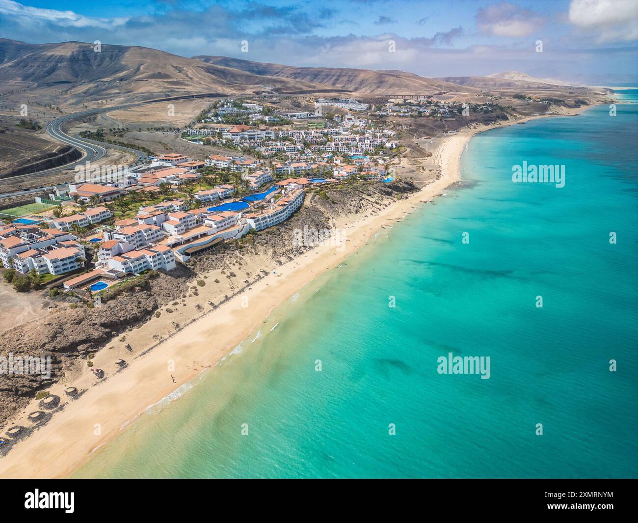 Aerial views of Butihondo and Jandia beach, Fuerteventura, Canary ...
