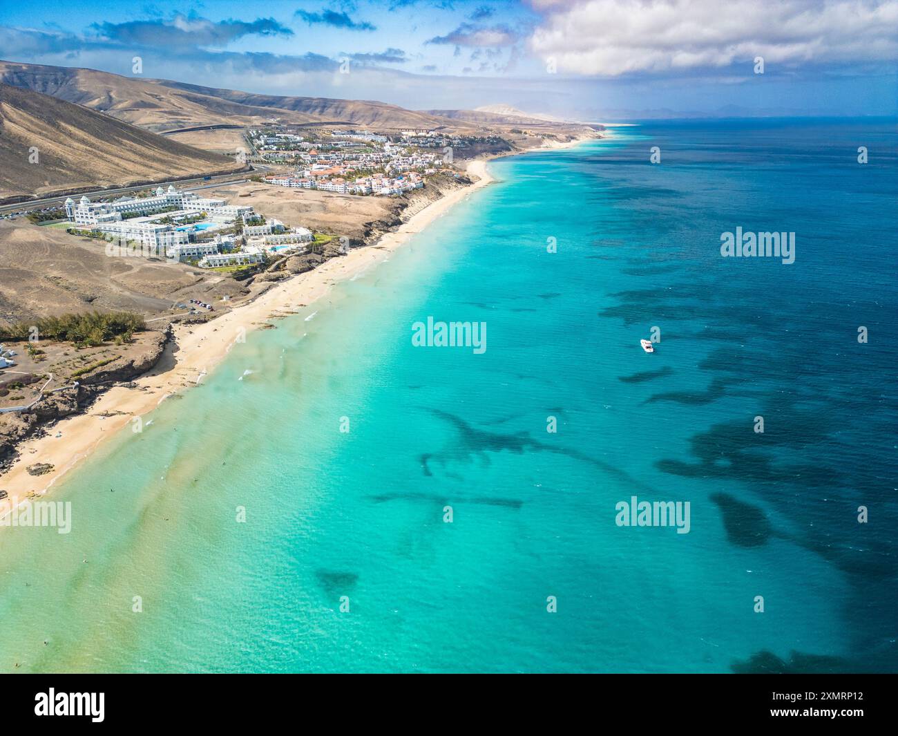 Aerial views of Butihondo and Jandia beach, Fuerteventura, Canary ...
