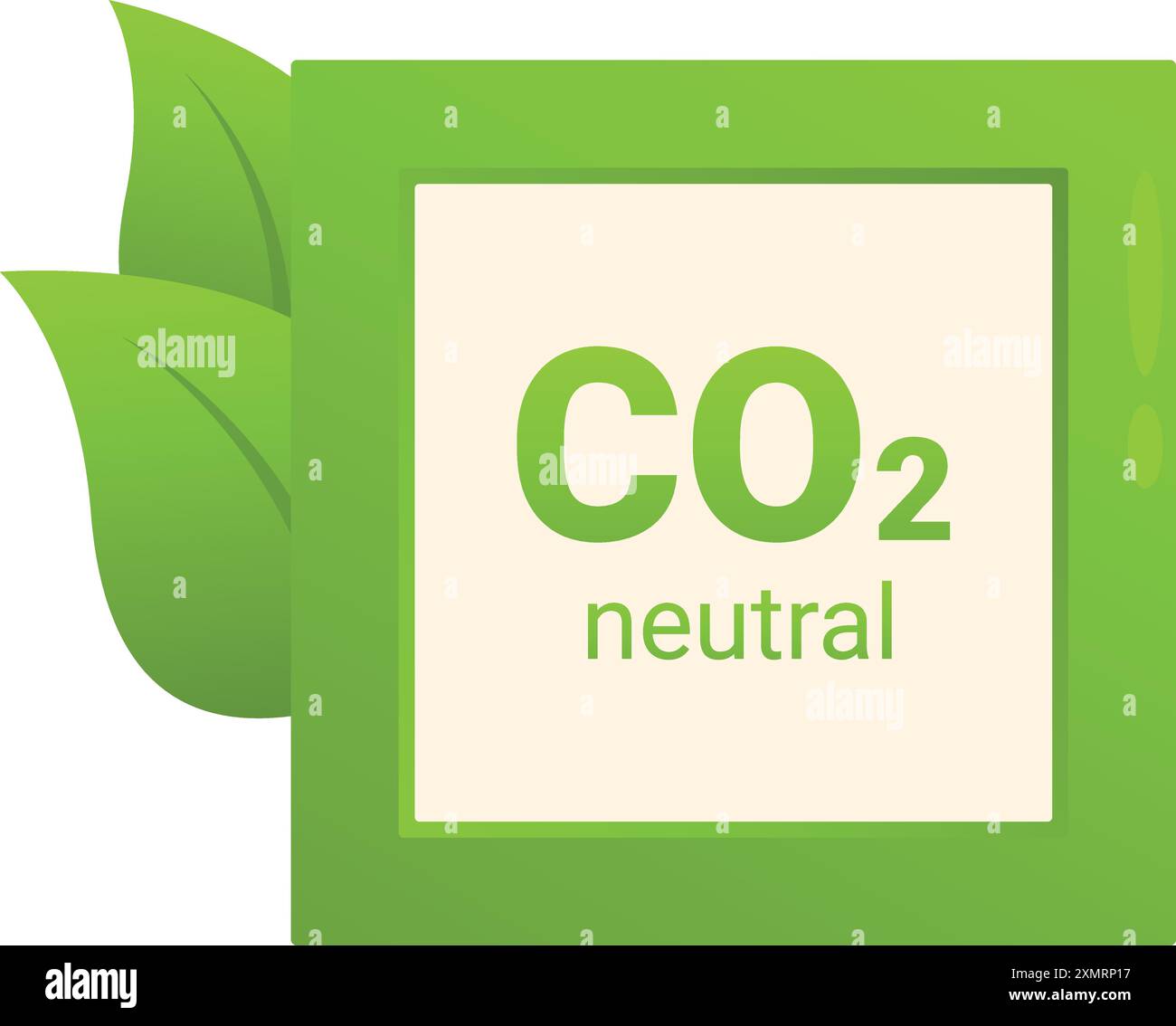 Green square with two leaves symbolizing a co2 neutral product or ...