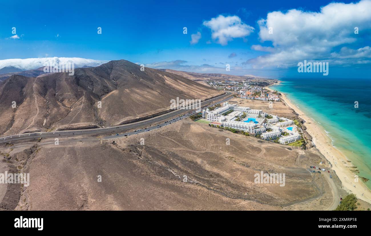 Aerial views of Butihondo and Jandia beach, Fuerteventura, Canary ...
