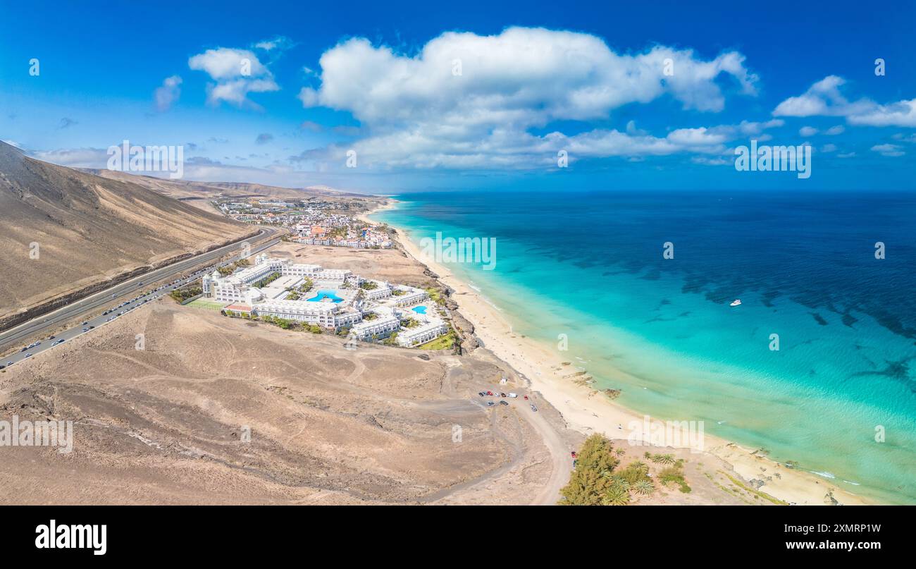Aerial views of Butihondo and Jandia beach, Fuerteventura, Canary ...