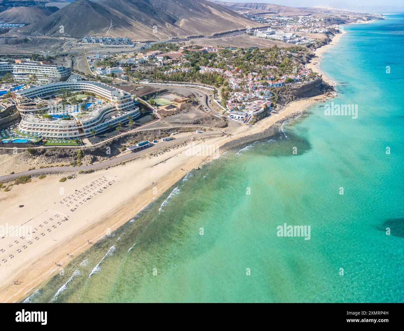 Aerial views of Butihondo and Jandia beach, Fuerteventura, Canary ...