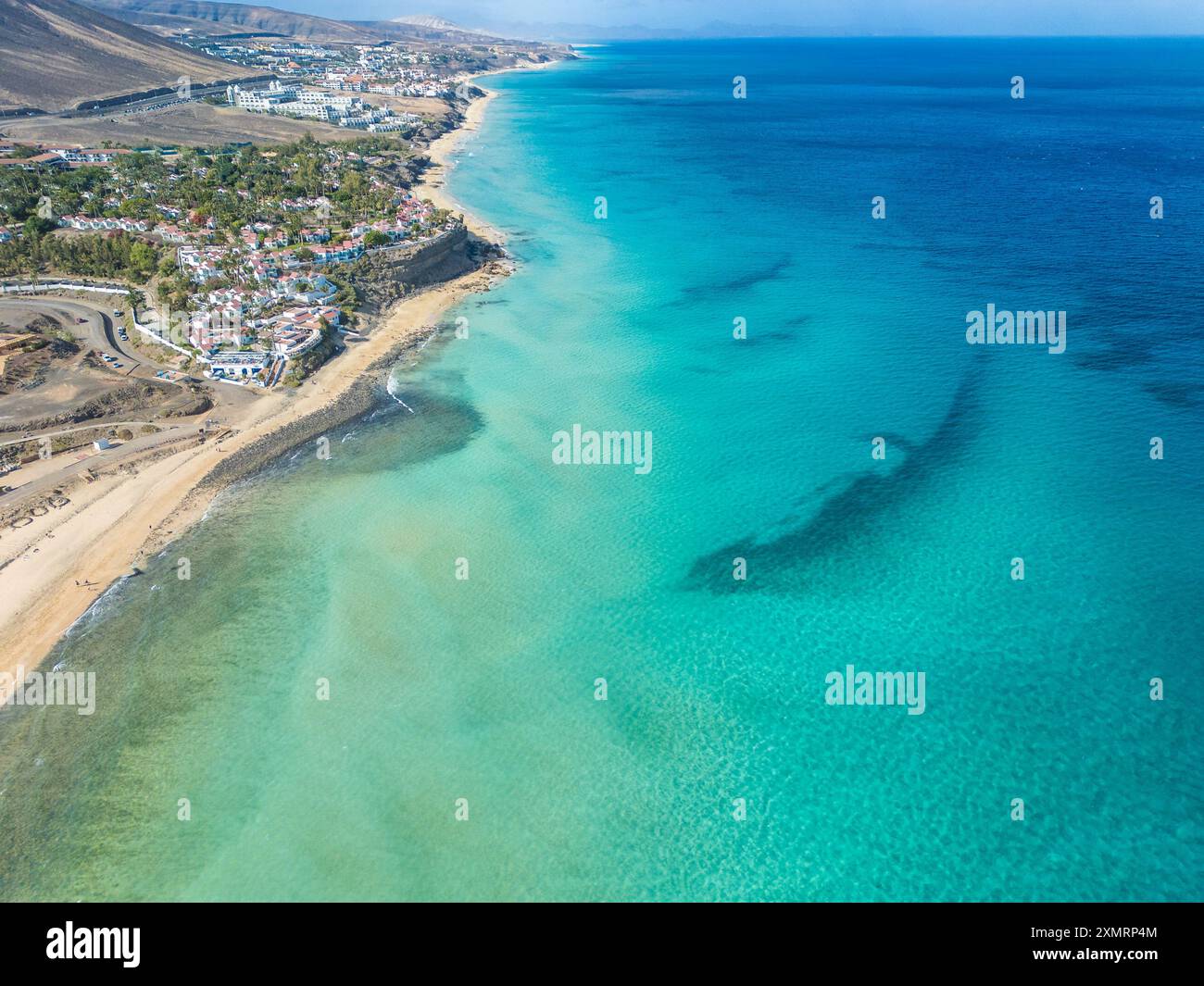 Aerial views of Butihondo and Jandia beach, Fuerteventura, Canary ...