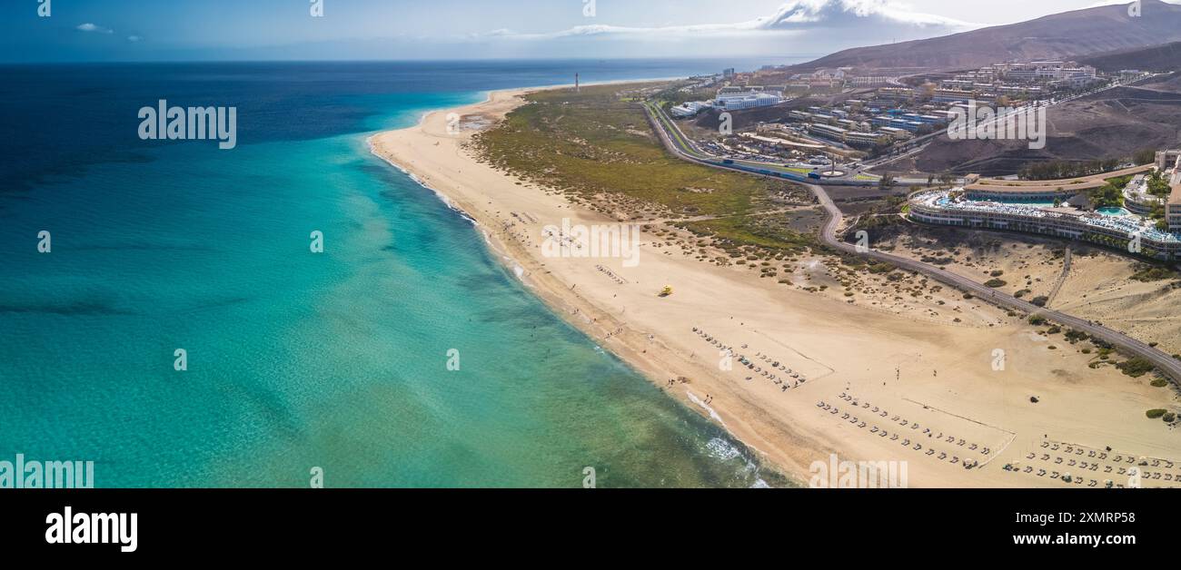 Aerial views of Butihondo and Jandia beach, Fuerteventura, Canary ...