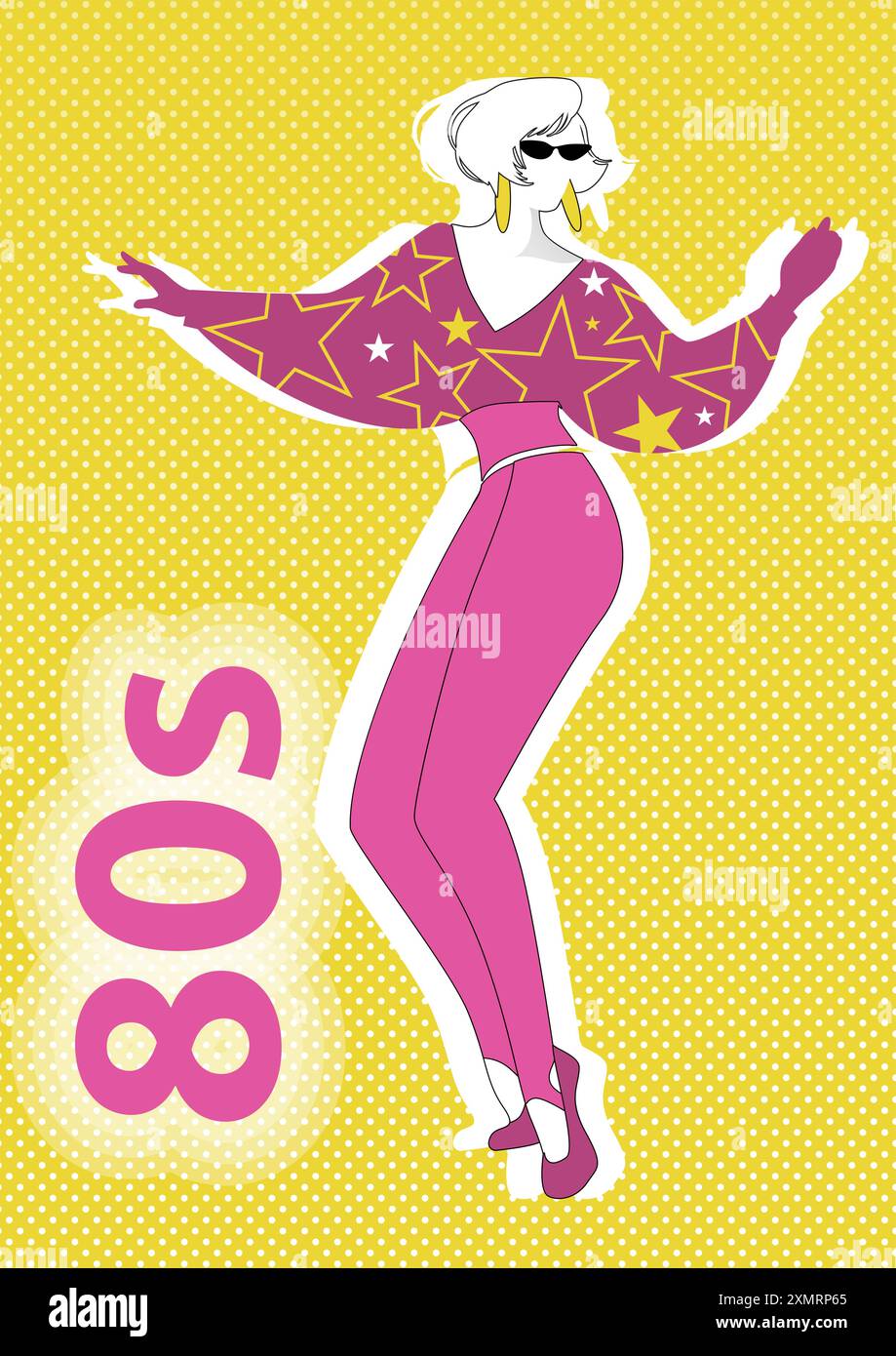 Young woman dancing new wave music wearing clothes in the style of the ...