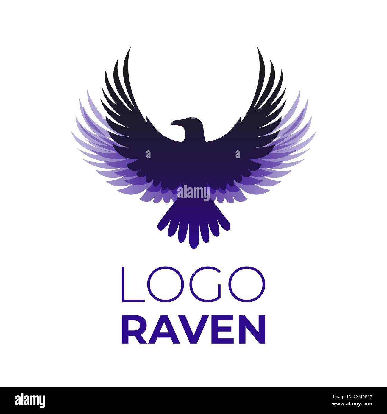 Stylized raven icon image logo, symbol or mark isolated on white ...