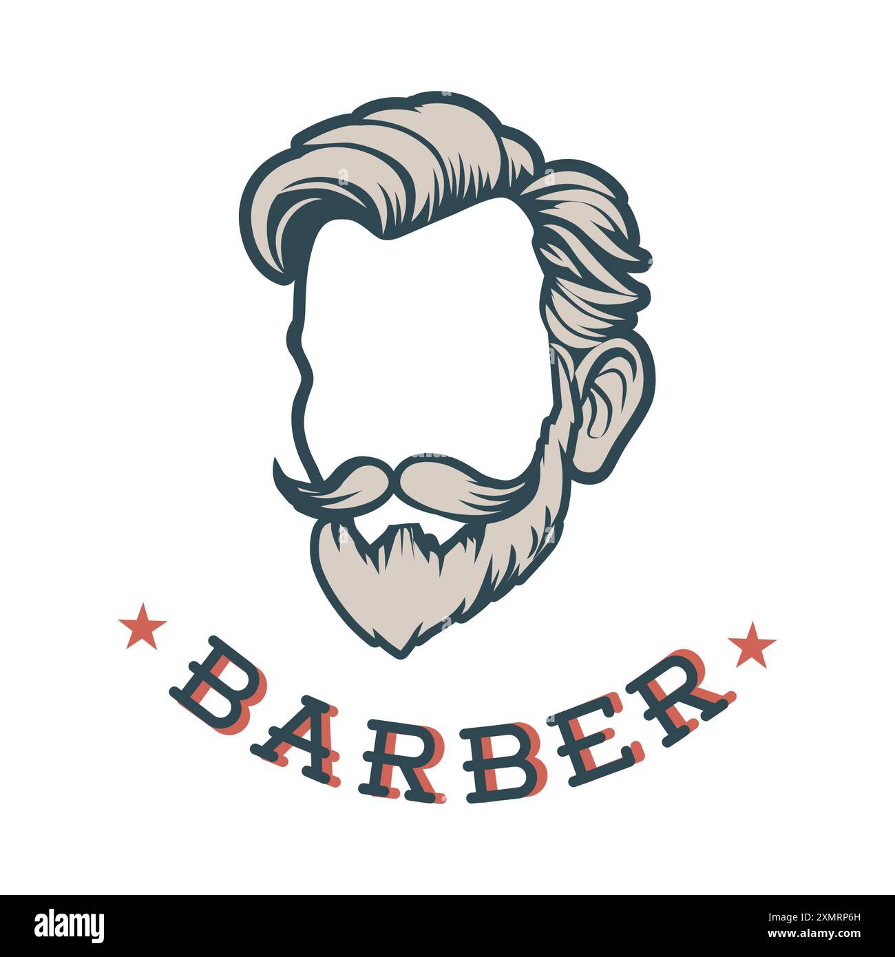 The Barber. Man with beard and mustache emblem isolated on white ...