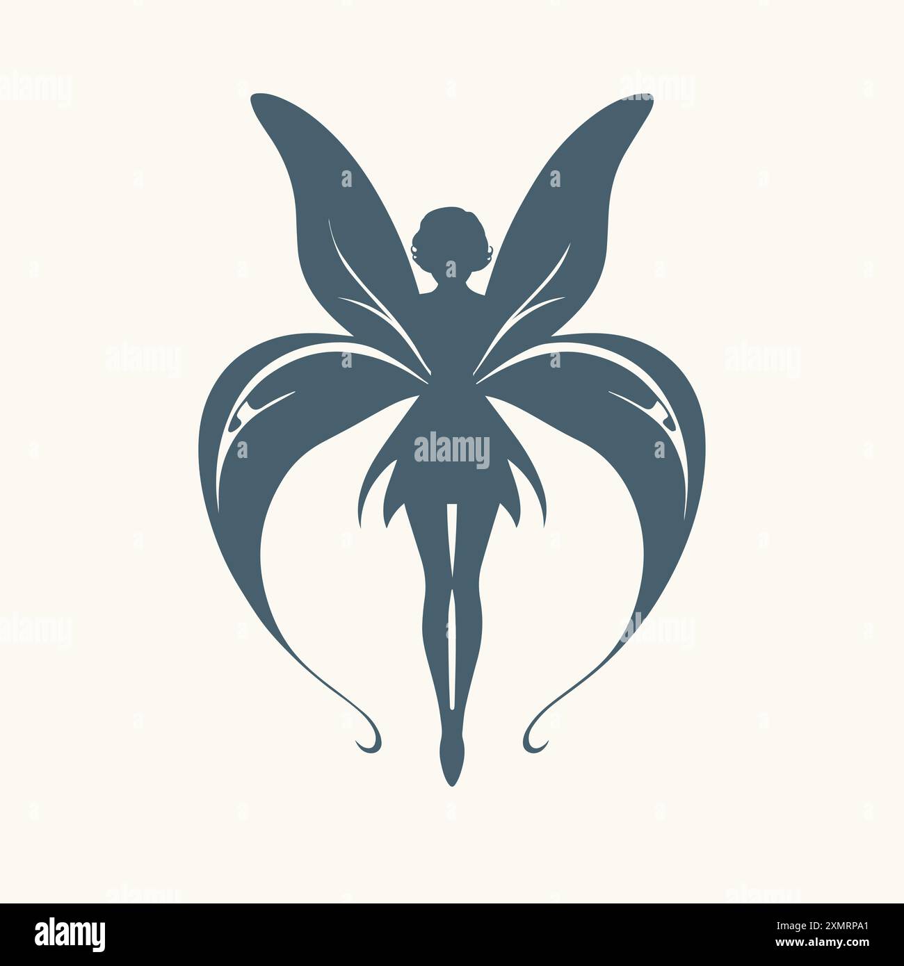 Stylized icon silhouette of fairy or little elf isolated on plain ...
