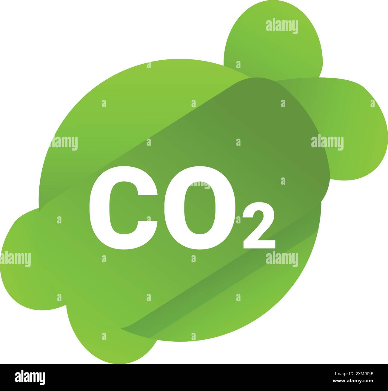 Green blob showing co2 text on white background, concept for carbon ...