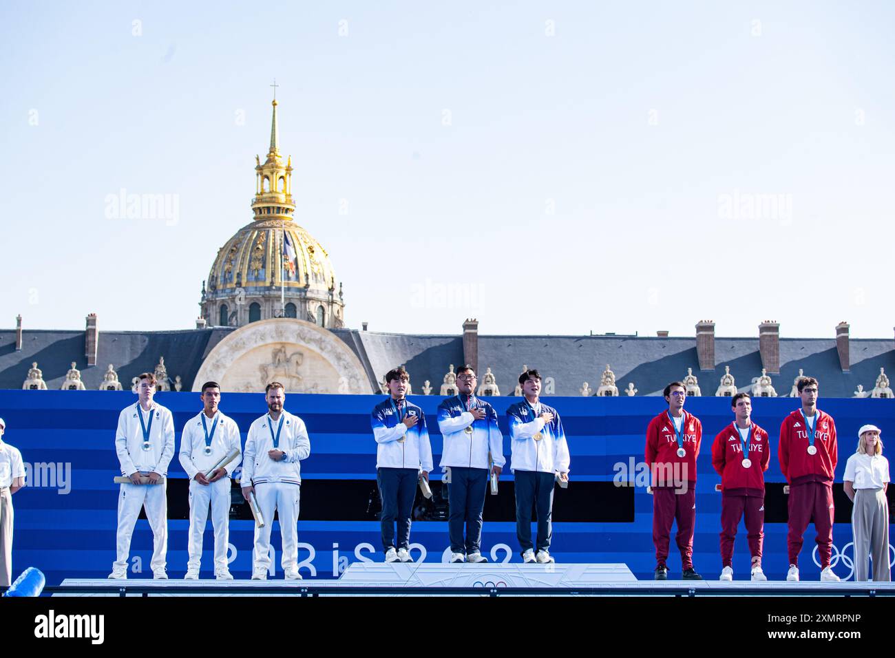 Paris, France. 29th July, 2024. Baptiste Addis, Thomas Chirault and ...