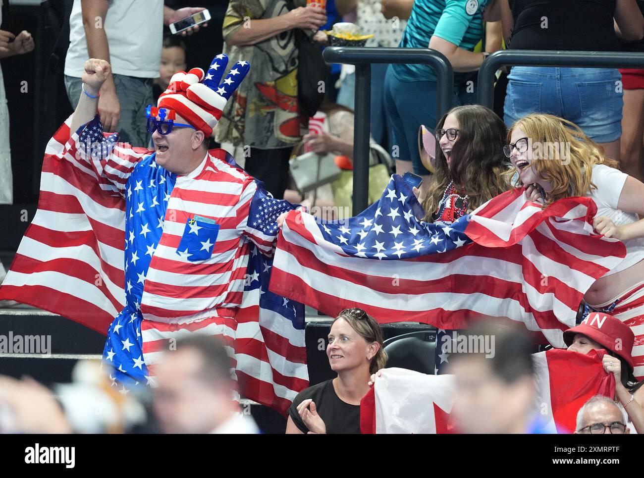 Paris, France. 29th July, 2024. Fans of Team USA cheer before the start ...