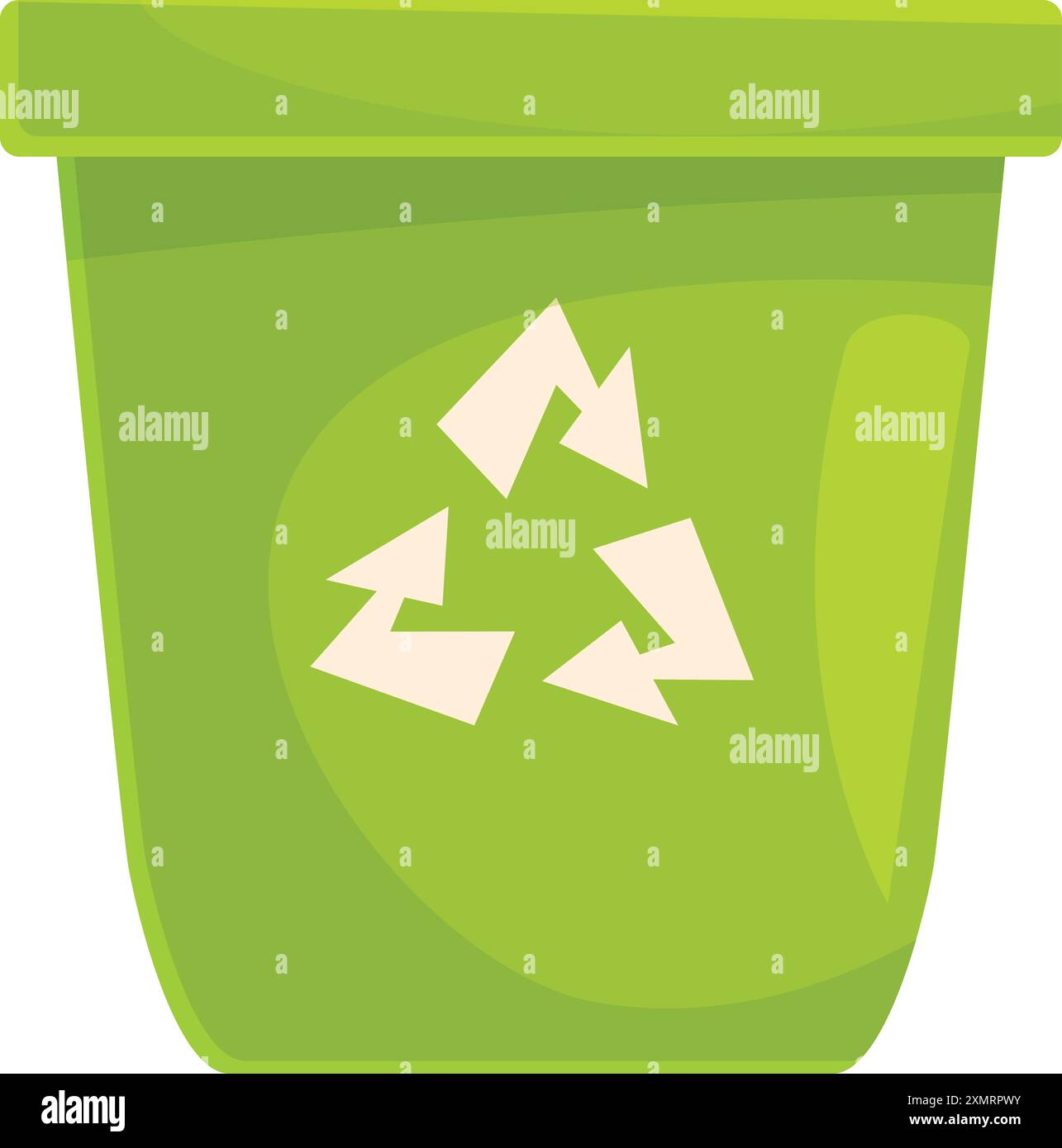 Green recycling bin is showing the universal symbol for recycling ...