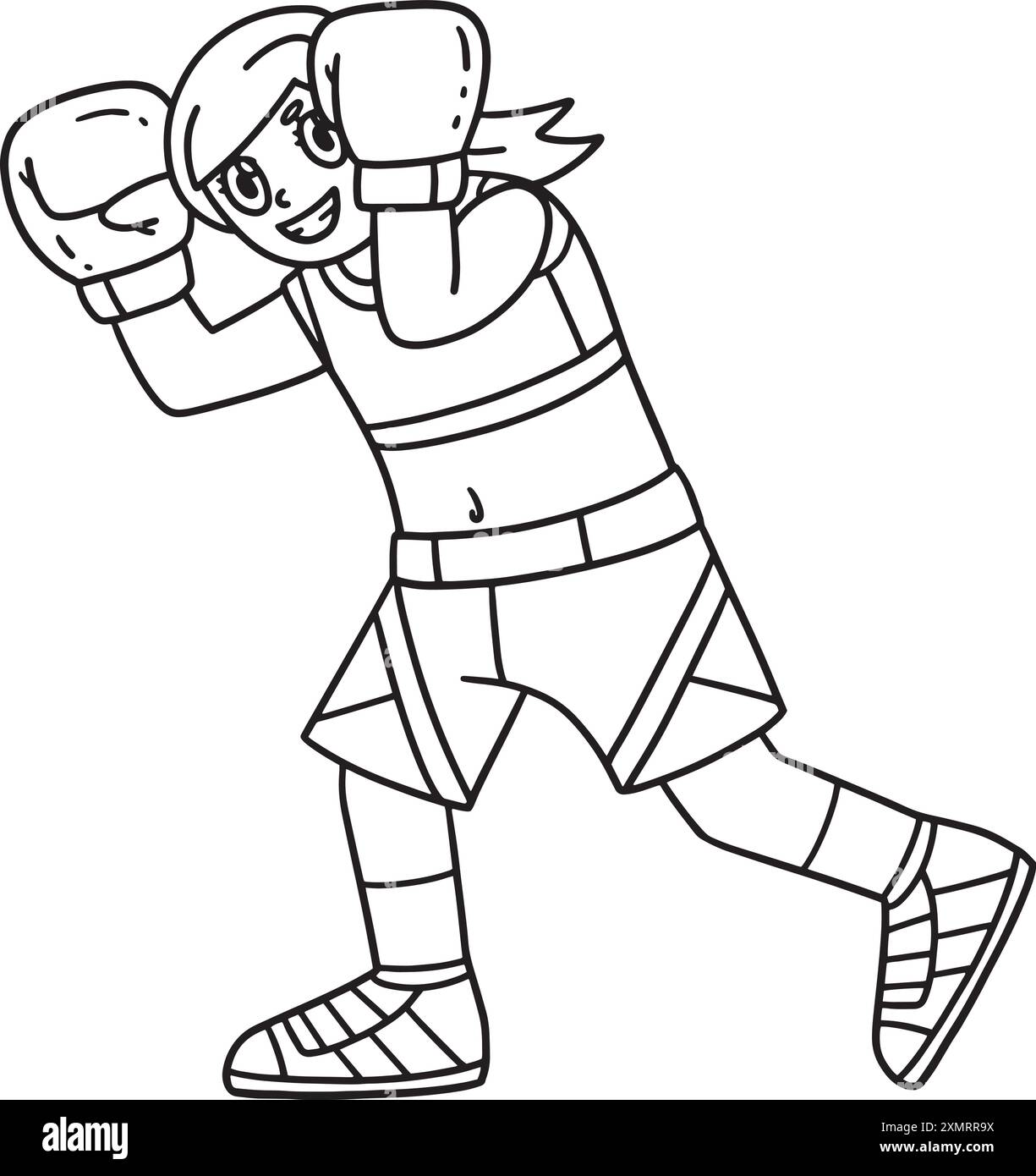 Boxing Female Boxer Blocking Isolated Coloring Stock Vector Image & Art ...