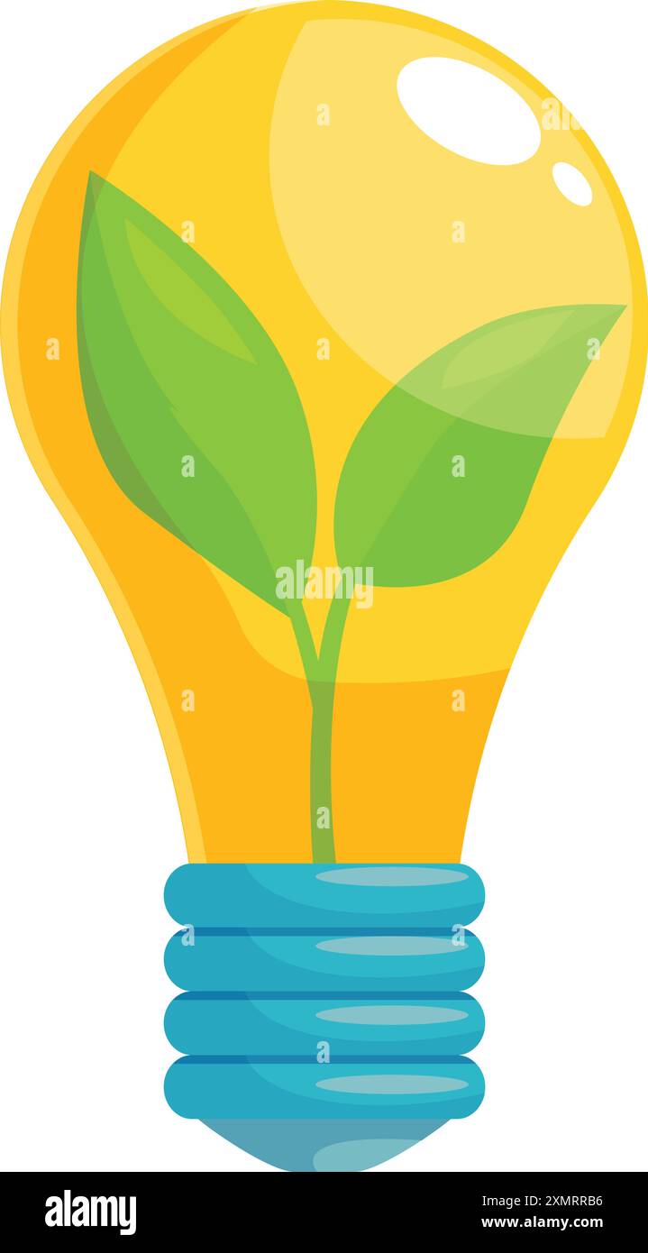 Light bulb with leaves growing inside representing green energy and sustainability Stock Vector ...