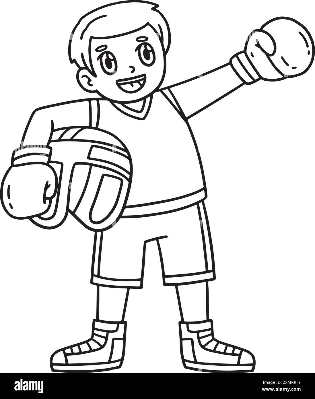 Boxing Boxer Holding Headgear Isolated Coloring Stock Vector Image ...