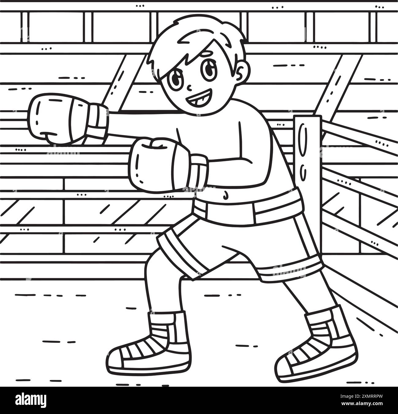 Boxing Boxer Punching Coloring Page for Kids Stock Vector Image & Art ...