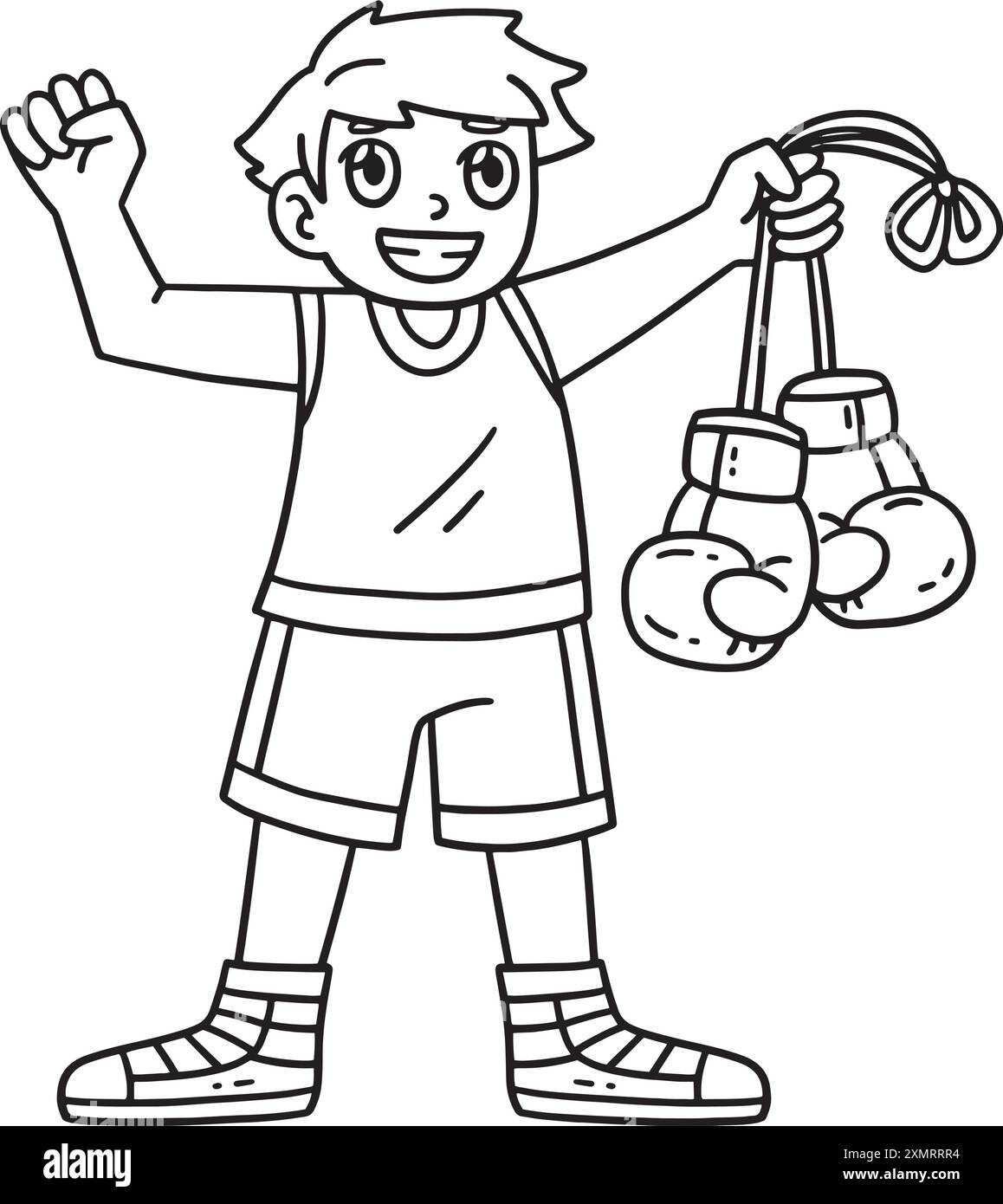 Boxer with Boxing Gloves Isolated Coloring Page Stock Vector Image ...