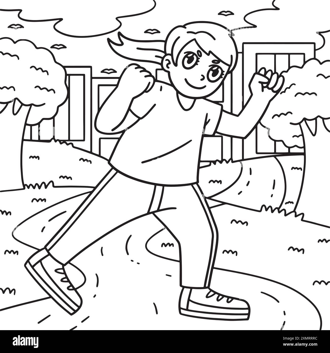 Boxing Female Boxer Training Outdoors Coloring Stock Vector Image & Art ...